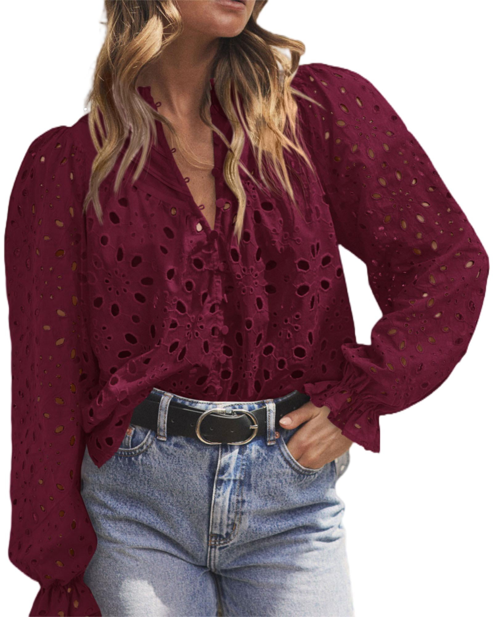PRETTYGARDEN Women's Dressy Casual Blouse Tops Fall Puff Long Sleeve ...