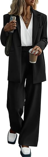 PRETTYGARDEN Women's Fall Two Piece Outfits Dressy Blazer Jacket and ...