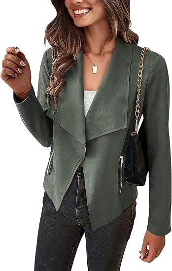 PRETTYGARDEN Women's Faux Suede Jackets 2025 Spring Fall Clothes Long ...