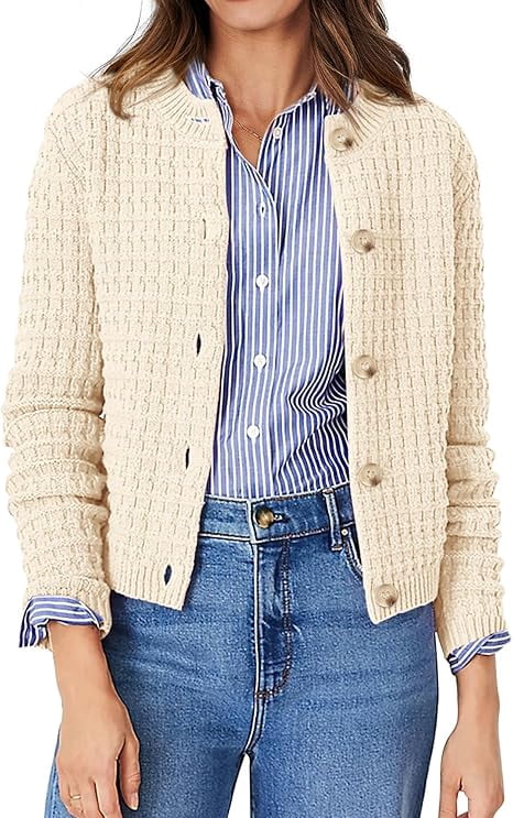 PRETTYGARDEN Women's Knit Cardigan Sweaters Casual Long Sleeve Open ...