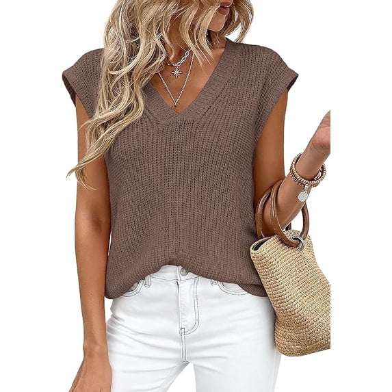 PRETTYGARDEN Women's Lightweight Sweaters Vest Spring Trendy Cap Sleeve ...