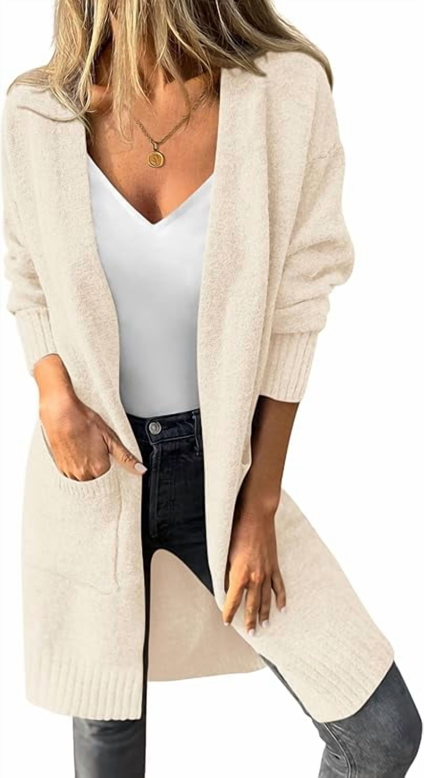 PRETTYGARDEN Women's Long Cardigans Fall Oversized Long Sleeve Open ...