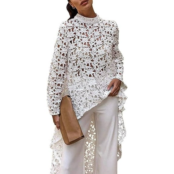 PRETTYGARDEN Women's Long Sleeve Round Neck High Low Asymmetrical ...