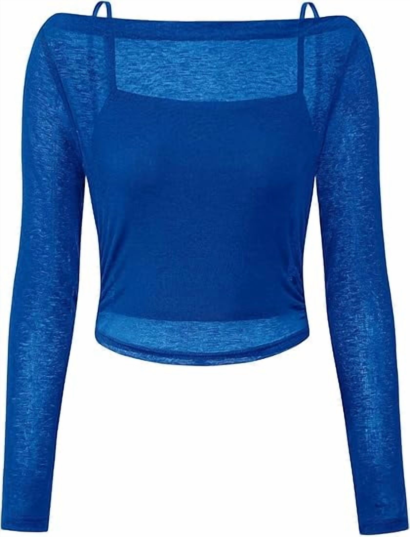 PRETTYGARDEN Women's Long Sleeve Sheer Crop Tops Boat Neck See Through ...