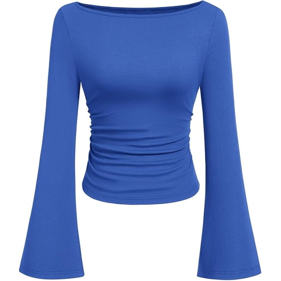 PRETTYGARDEN Women's Long Sleeve Shirts Fall Going Out Tops Casual Boat ...