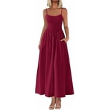 PRETTYGARDEN Women's Smocked Maxi Dresses Summer Beach Sundress Casual ...