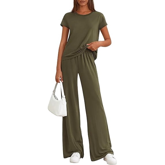 PRETTYGARDEN Women's Summer 2 Piece Matching Lounge Sets Short Sleeve ...