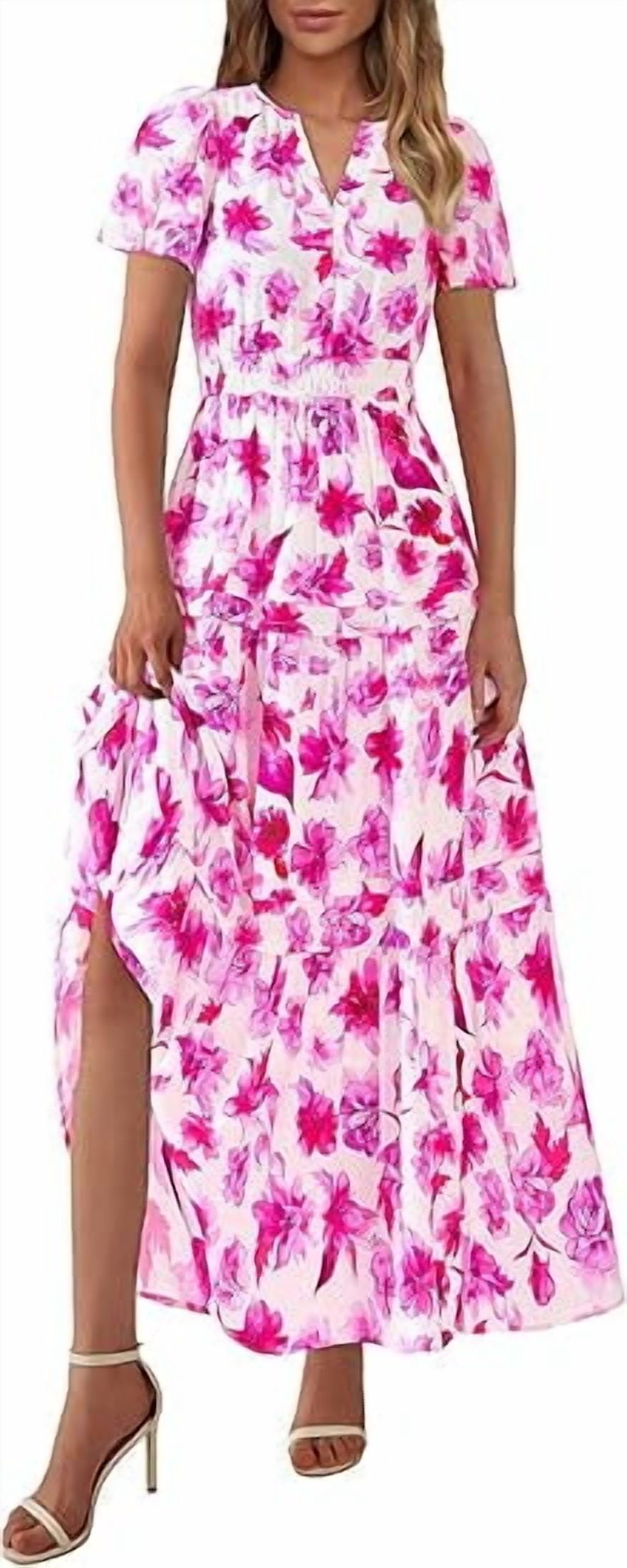 PRETTYGARDEN, Women's Summer Boho Maxi Dress, S, Floral White - Walmart.com