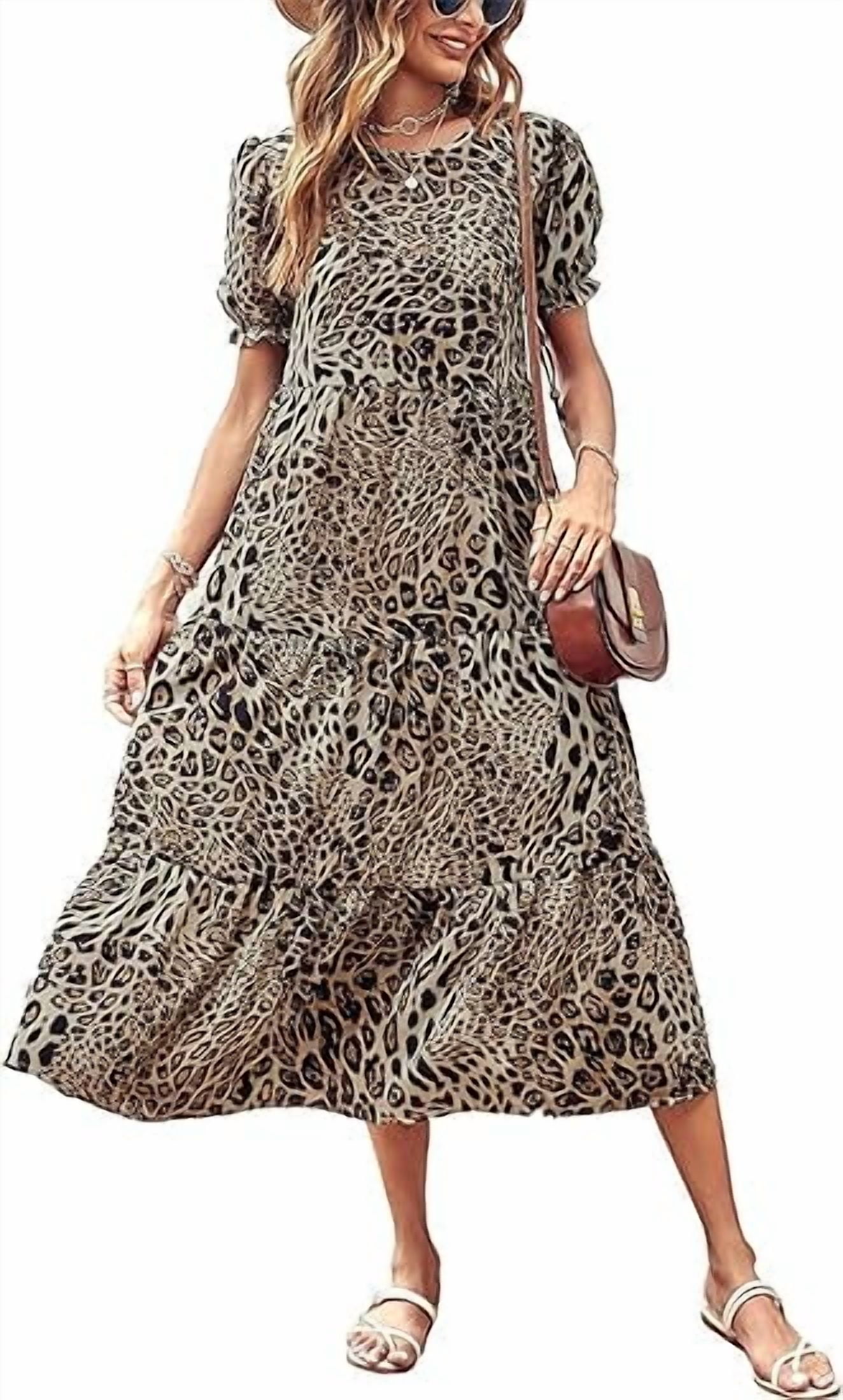 PRETTYGARDEN Women's Summer Casual Boho Dress Floral Print Ruffle Puff ...