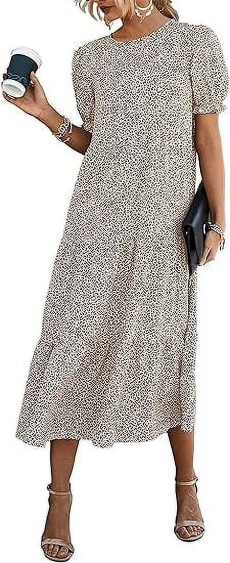 PRETTYGARDEN Women's Summer Casual Boho Dress Floral Print Ruffle Puff ...
