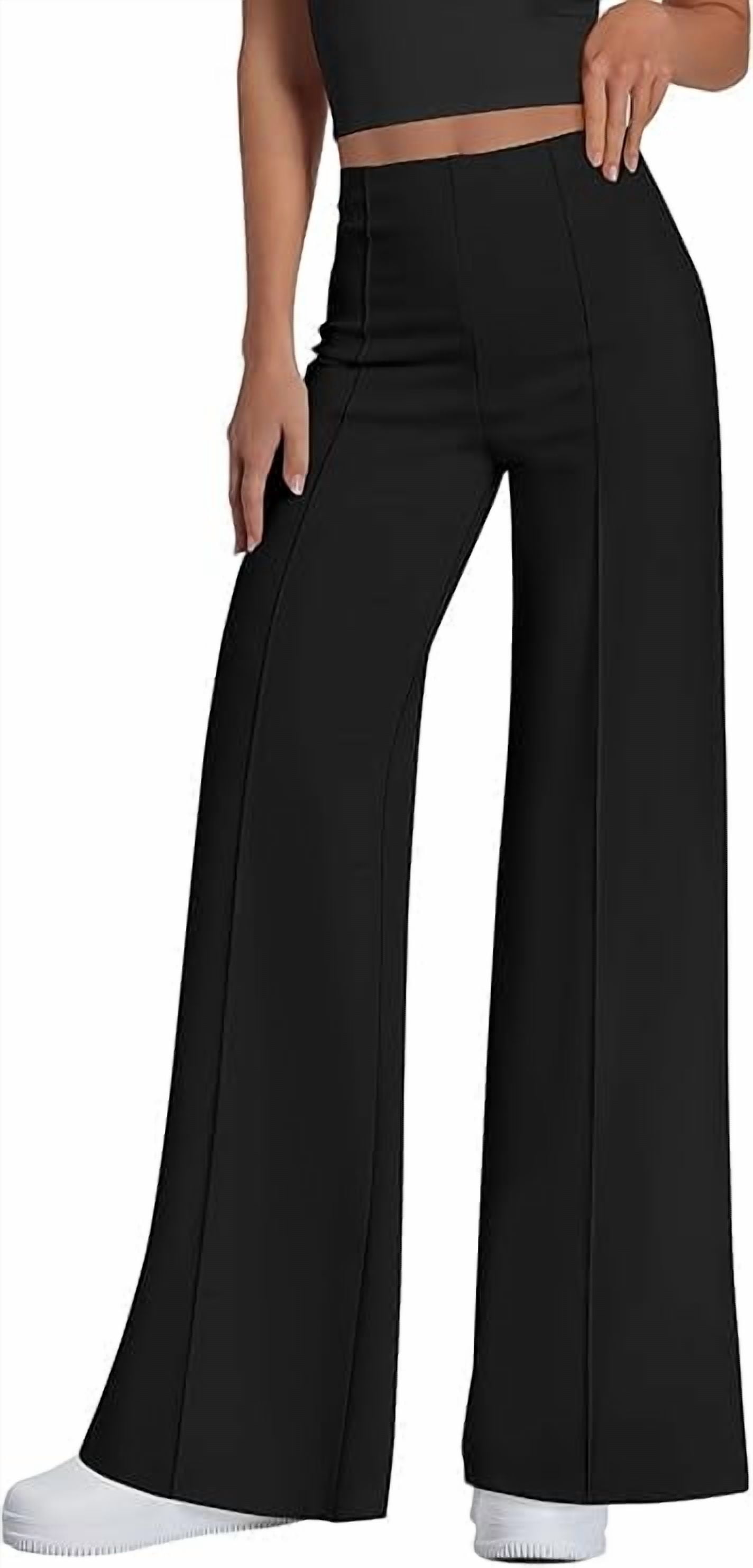 PRETTYGARDEN Women's Wide Leg Palazzo Pants Dressy Casual Elastic High ...