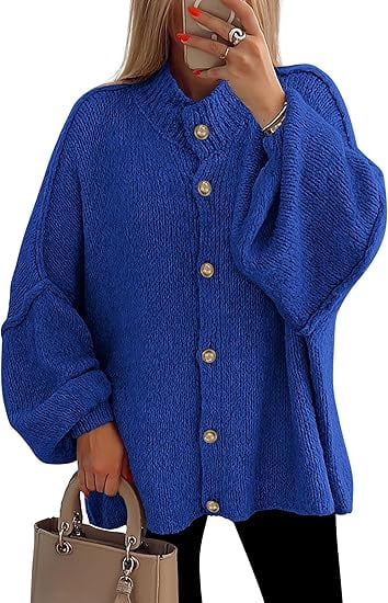 PRETTYGARDEN Women's Winter Button Down Cardigan Sweaters Mock Neck ...