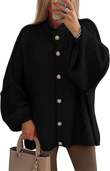 PRETTYGARDEN Women's Winter Button Down Cardigan Sweaters Mock Neck ...