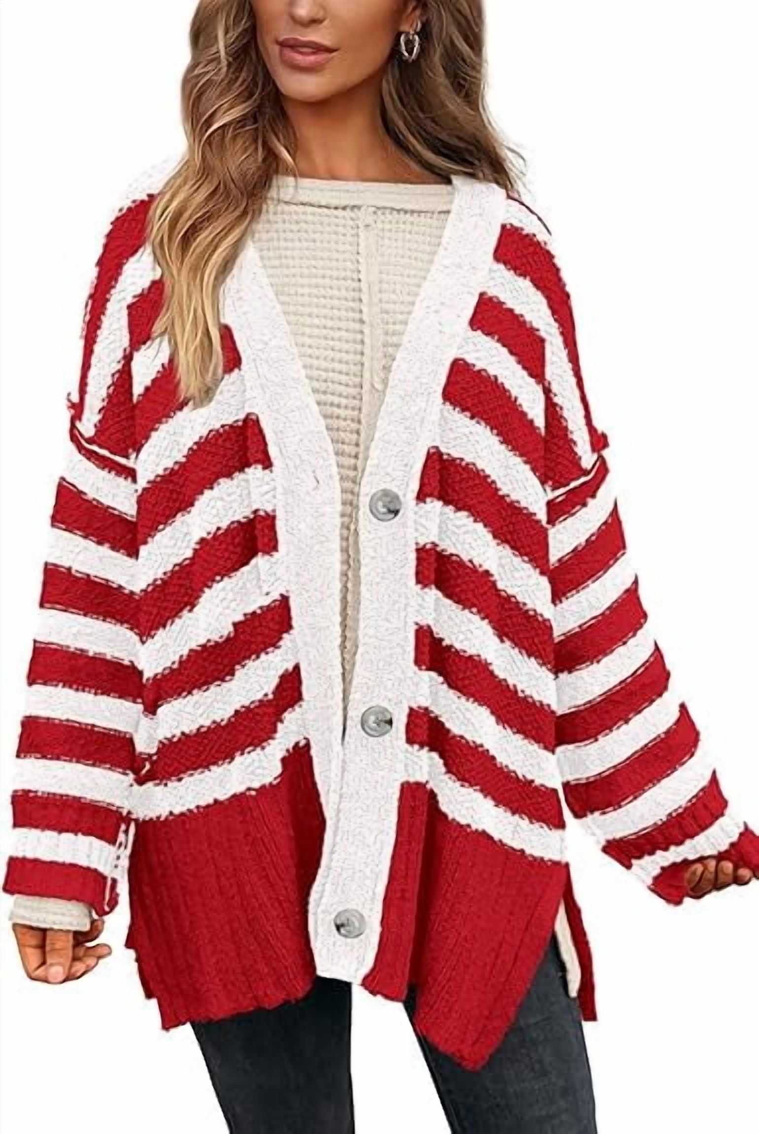 PRETTYGARDEN Women's Winter Striped Cardigan Sweaters Long Sleeve ...