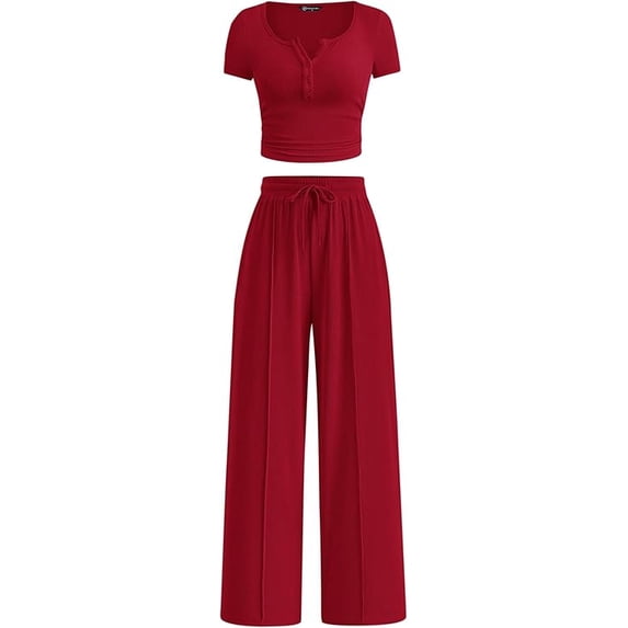 PRETTYGARDEN Womens 2 Piece Outfits Summer Ribbed Knit Button Short ...