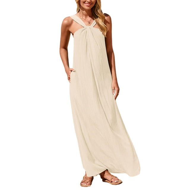 PRETTYGARDEN Womens Casual Long Summer Dresses Sleeveless Strappy Loose ...