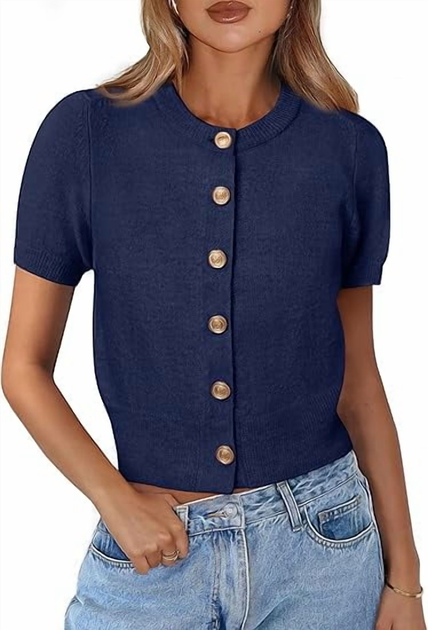 PRETTYGARDEN Womens Casual Summer Short Sleeve Cardigans Button Down ...