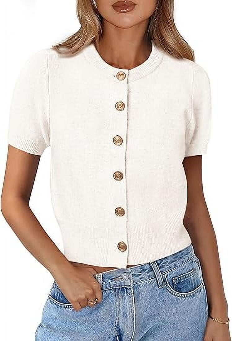 PRETTYGARDEN Womens Casual Summer Short Sleeve Cardigans Button Down ...