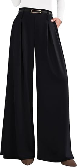PRETTYGARDEN Womens Fall Wide Leg Trousers High Elastic Waist Loose ...