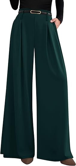 PRETTYGARDEN Womens Fall Wide Leg Trousers High Elastic Waist Loose ...
