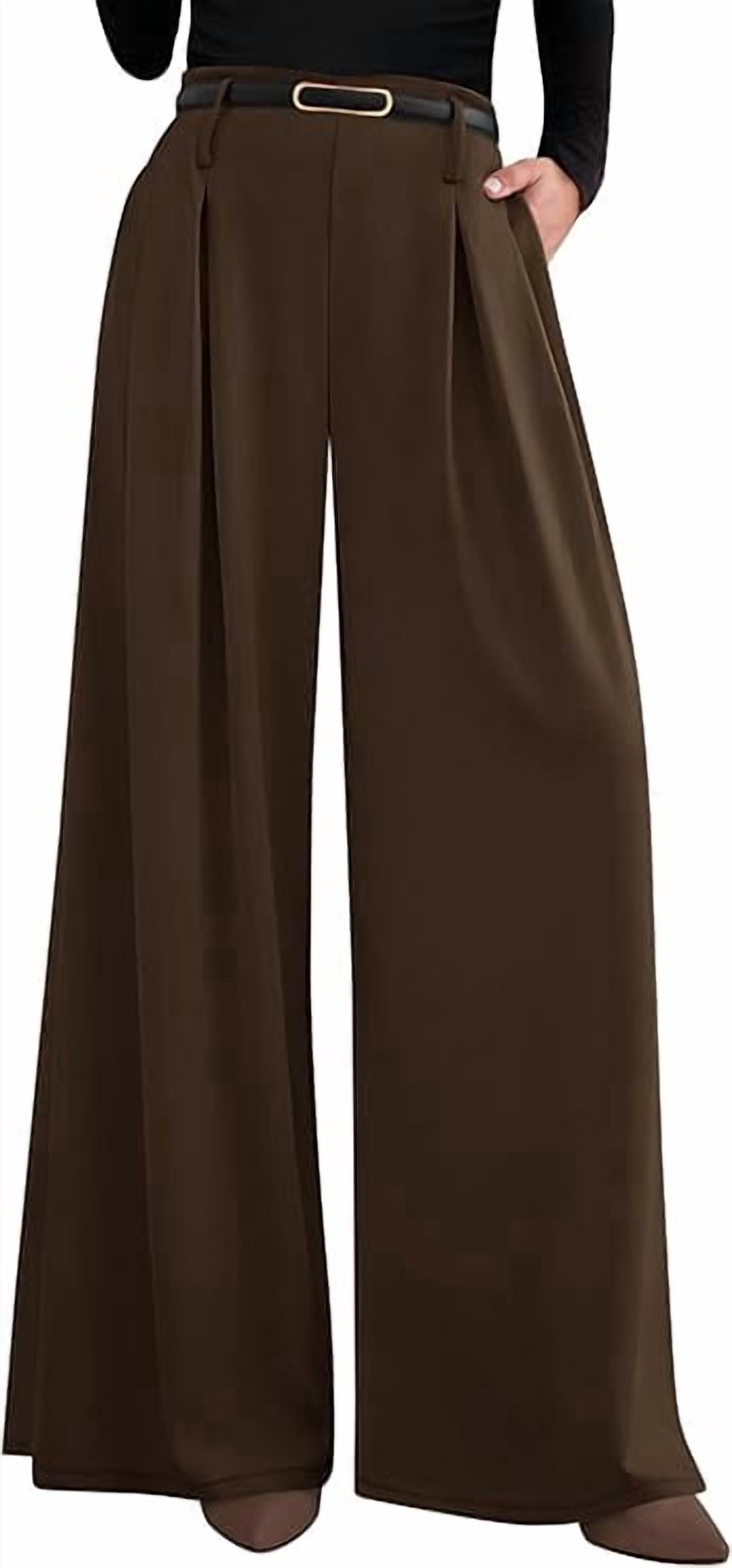 PRETTYGARDEN Womens Fall Wide Leg Trousers High Elastic Waist Loose ...