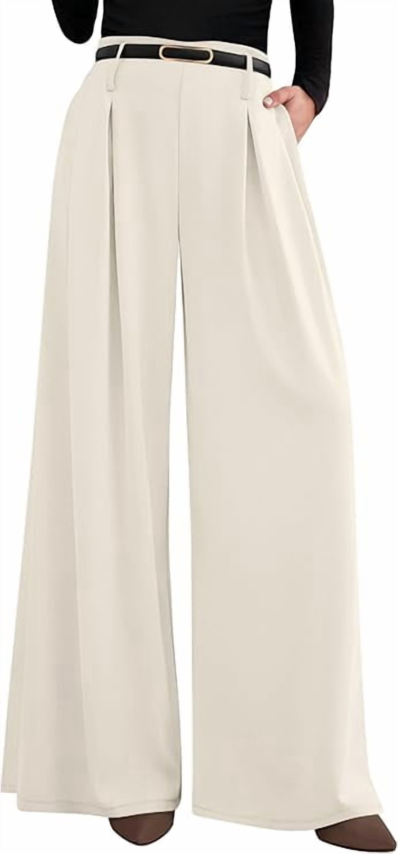 PRETTYGARDEN Womens Fall Wide Leg Trousers High Elastic Waist Loose ...