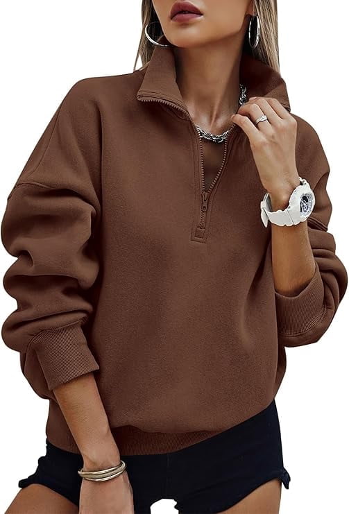 PRETTYGARDEN Womens Half Zip Oversized Sweatshirts Fleece Hoodies ...