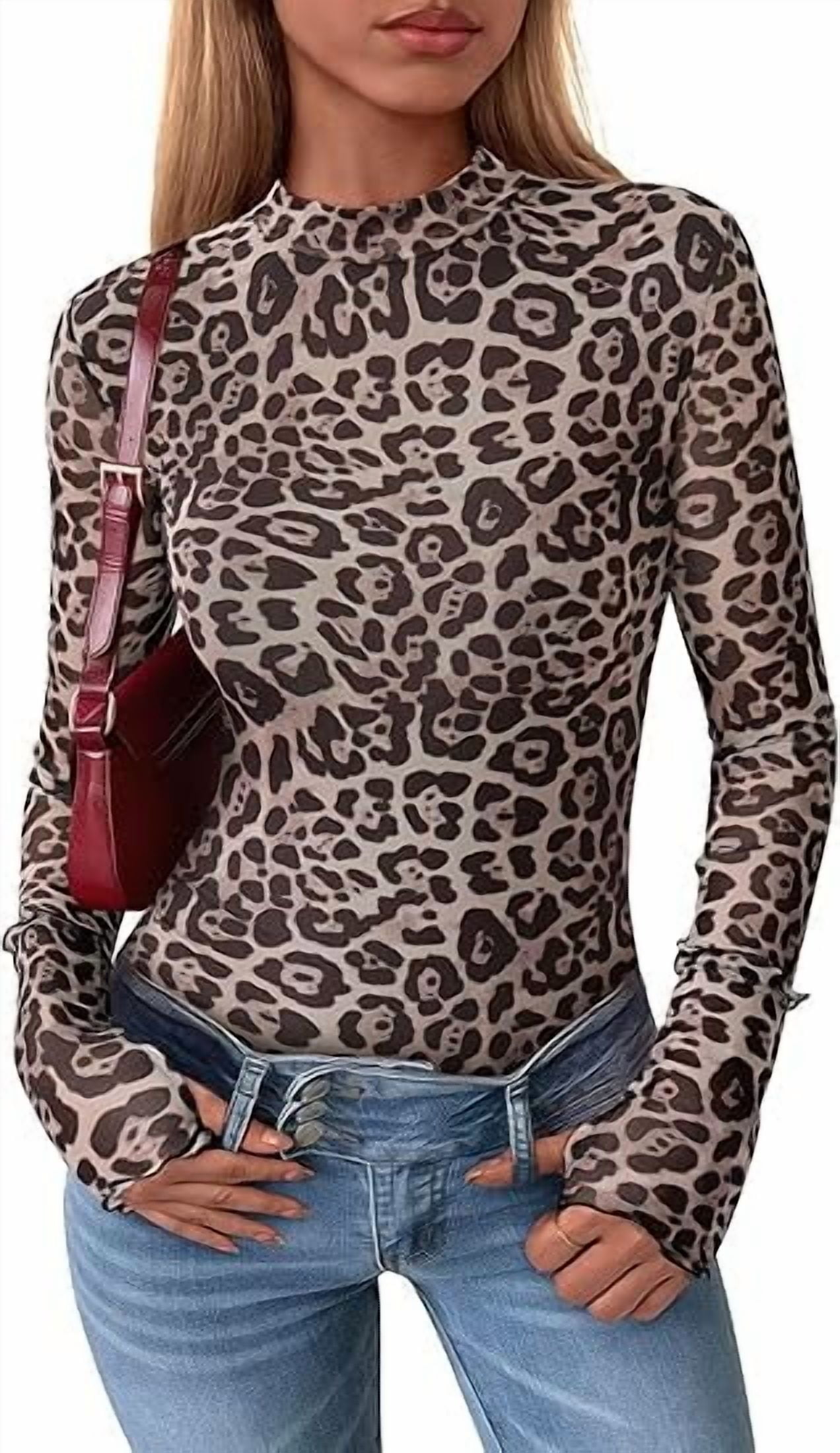 PRETTYGARDEN Womens Long Sleeve Going Out Tops Fall Mesh Floral Blouses ...