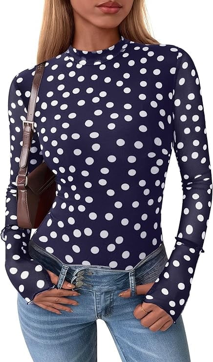 PRETTYGARDEN Womens Long Sleeve Going Out Tops Fall Mesh Floral Blouses ...