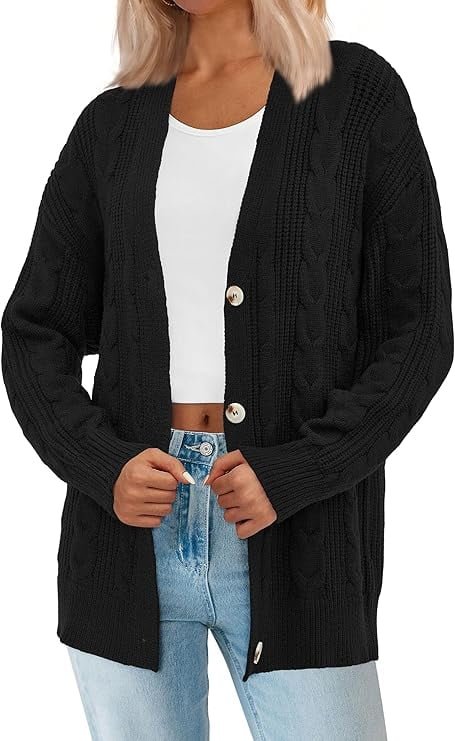PRETTYGARDEN Womens Oversized Cable Knit Cardigan Fall Fashion Long ...
