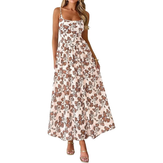 PRETTYGARDEN Womens Spring Boho Maxi Dress Eyelet Floral Long Flowy ...