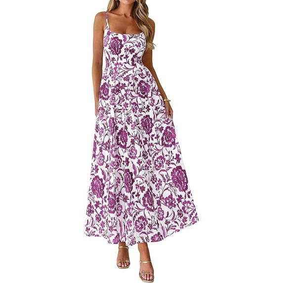 PRETTYGARDEN Womens Spring Boho Maxi Dress Eyelet Floral Long Flowy ...
