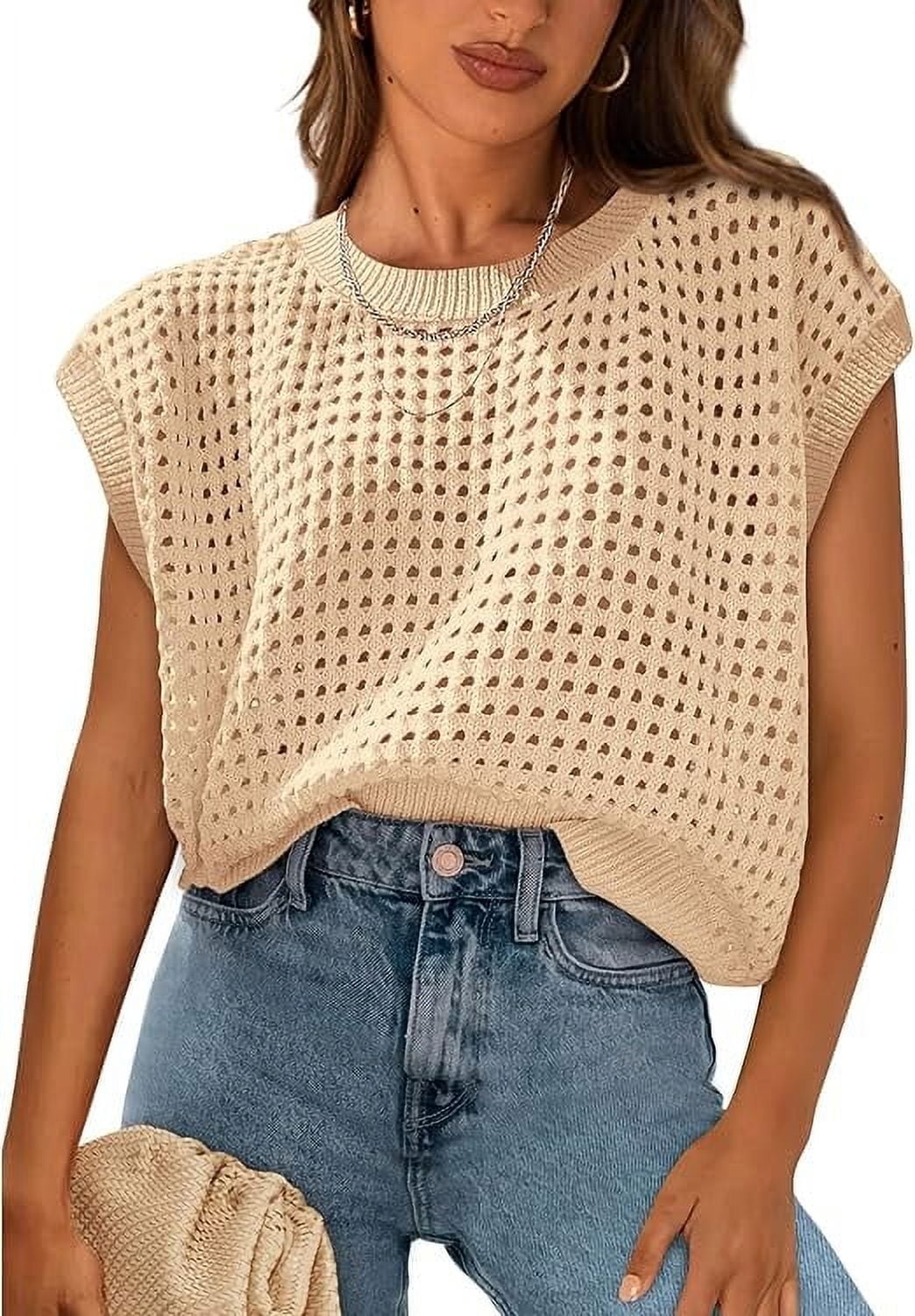 PRETTYGARDEN Womens Spring Tops Summer Shirts Crochet Cap Sleeve ...