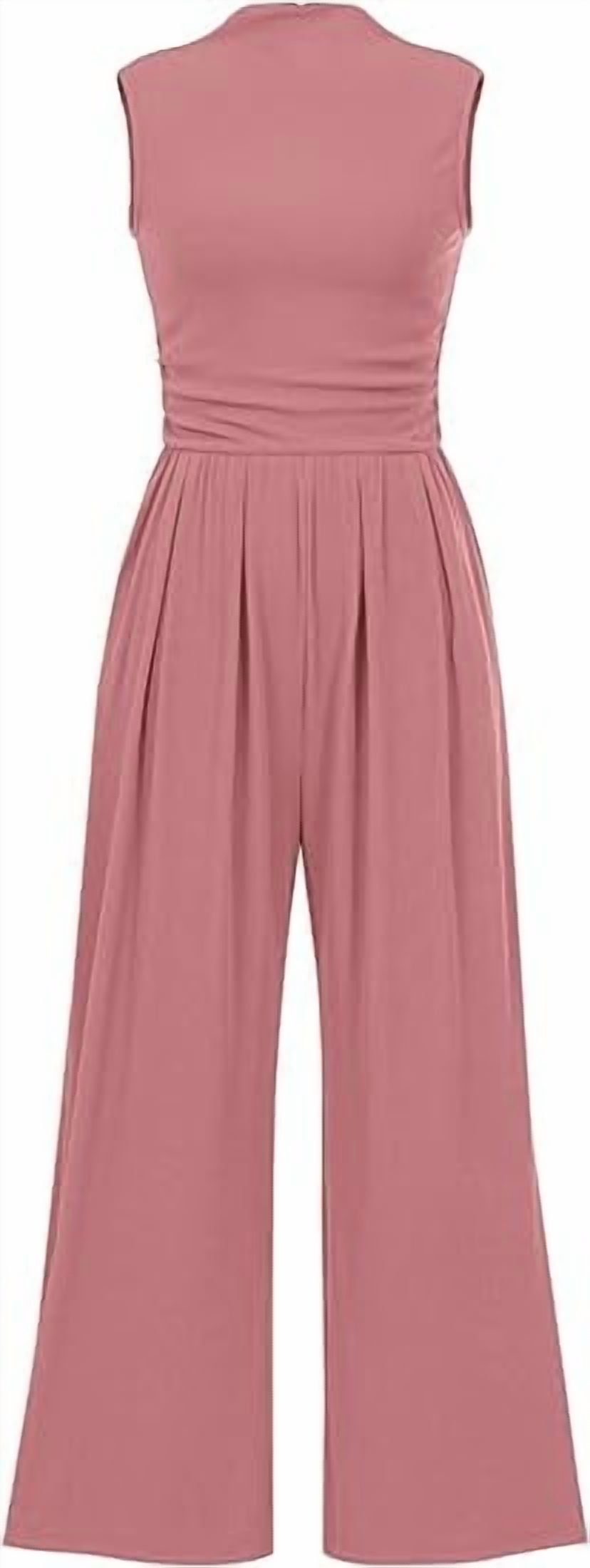 PRETTYGARDEN Womens Summer Jumpsuits Sleeveless Mock Neck Wide Leg ...