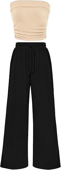 PRETTYGARDEN Womens Summer Outfits 2 Piece Sets Casual Ribbed Knit Crop ...