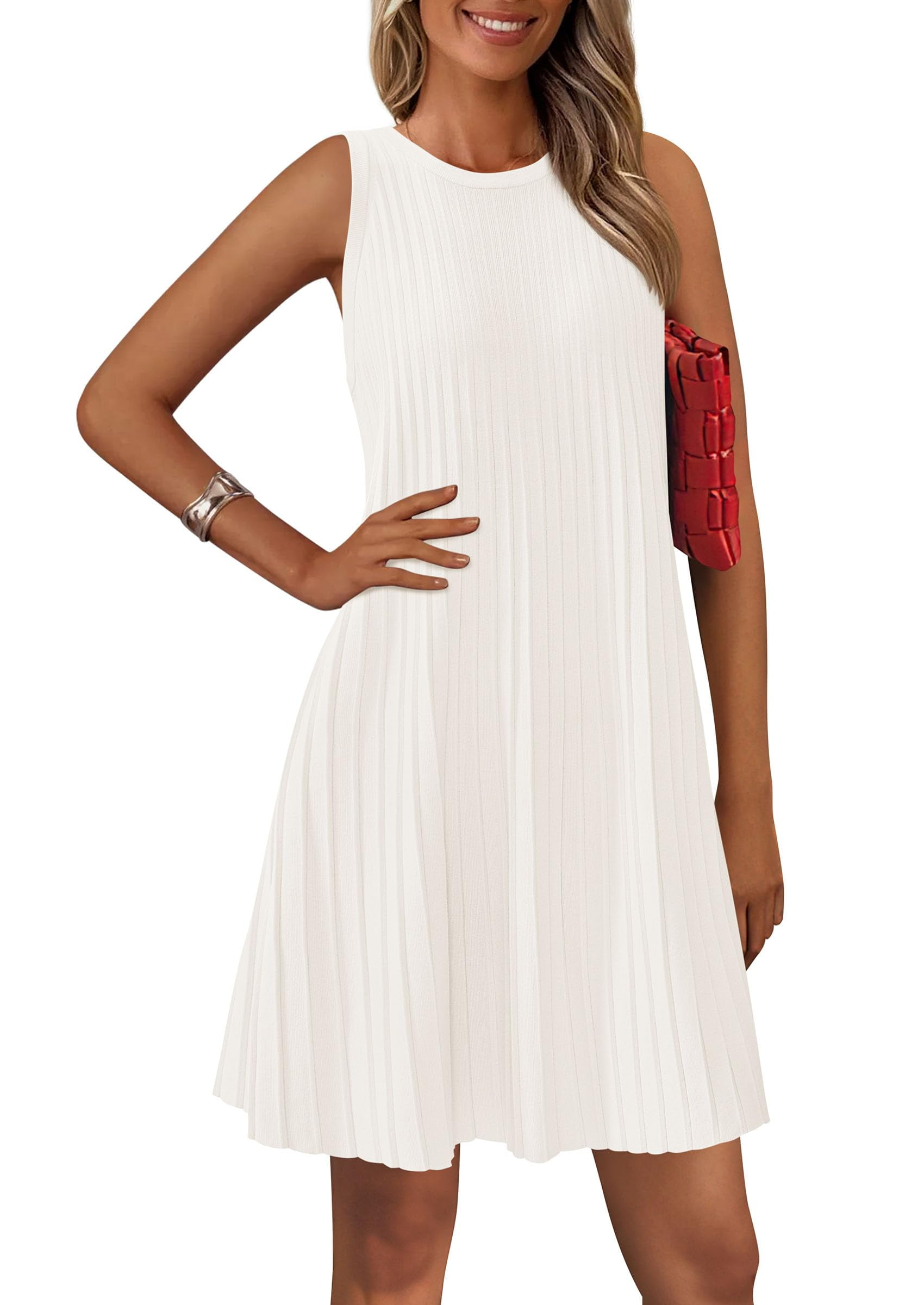 PRETTYGARDEN Womens Summer Sleeveless Mini Dress Crewneck Loose Tank A ...