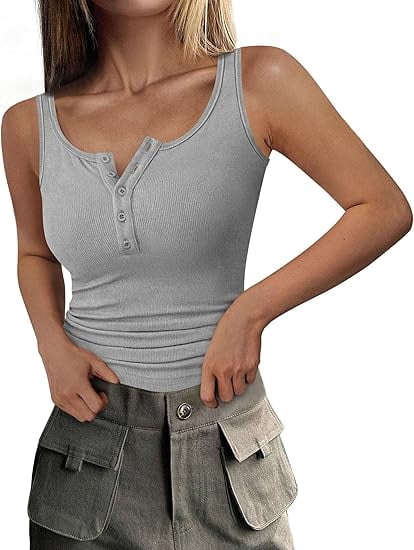 PRETTYGARDEN Womens Summer Tank Tops Ribbed Knit Slim Fit Sleeveless ...