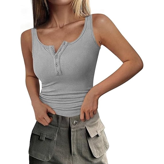PRETTYGARDEN Womens Summer Tank Tops Ribbed Knit Slim Fit Sleeveless ...