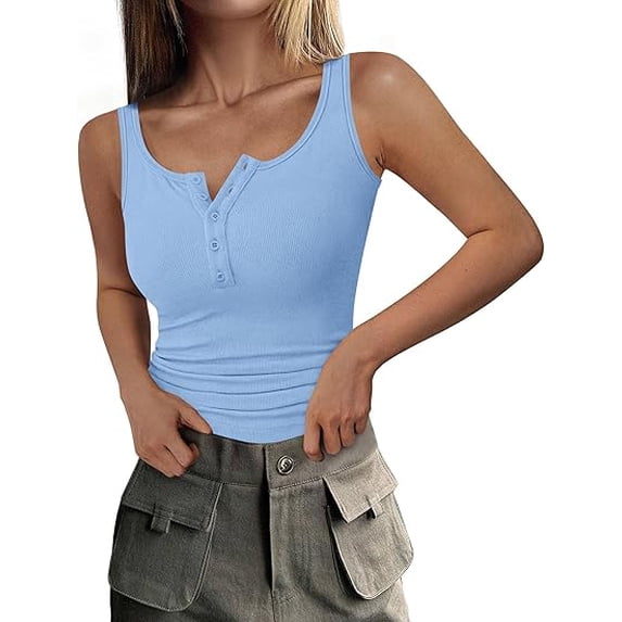PRETTYGARDEN Womens Summer Tank Tops Ribbed Knit Slim Fit Sleeveless ...