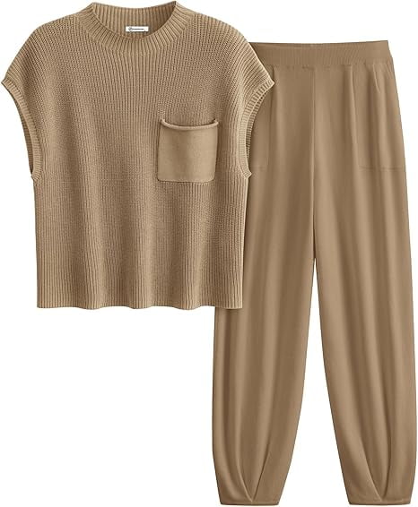 PRETTYGARDEN Womens Two Piece Outfits Sweater Sets Knit Pullover Tops ...