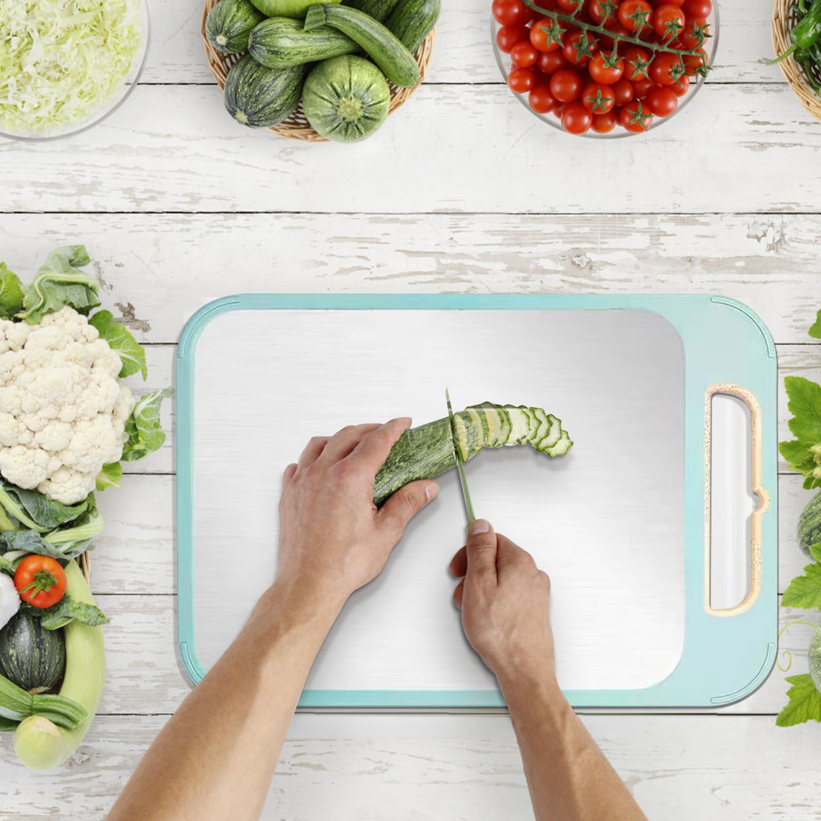 PRETXORVE 304 Stainless Steel Cutting Board Double-sided Usable Cutting ...