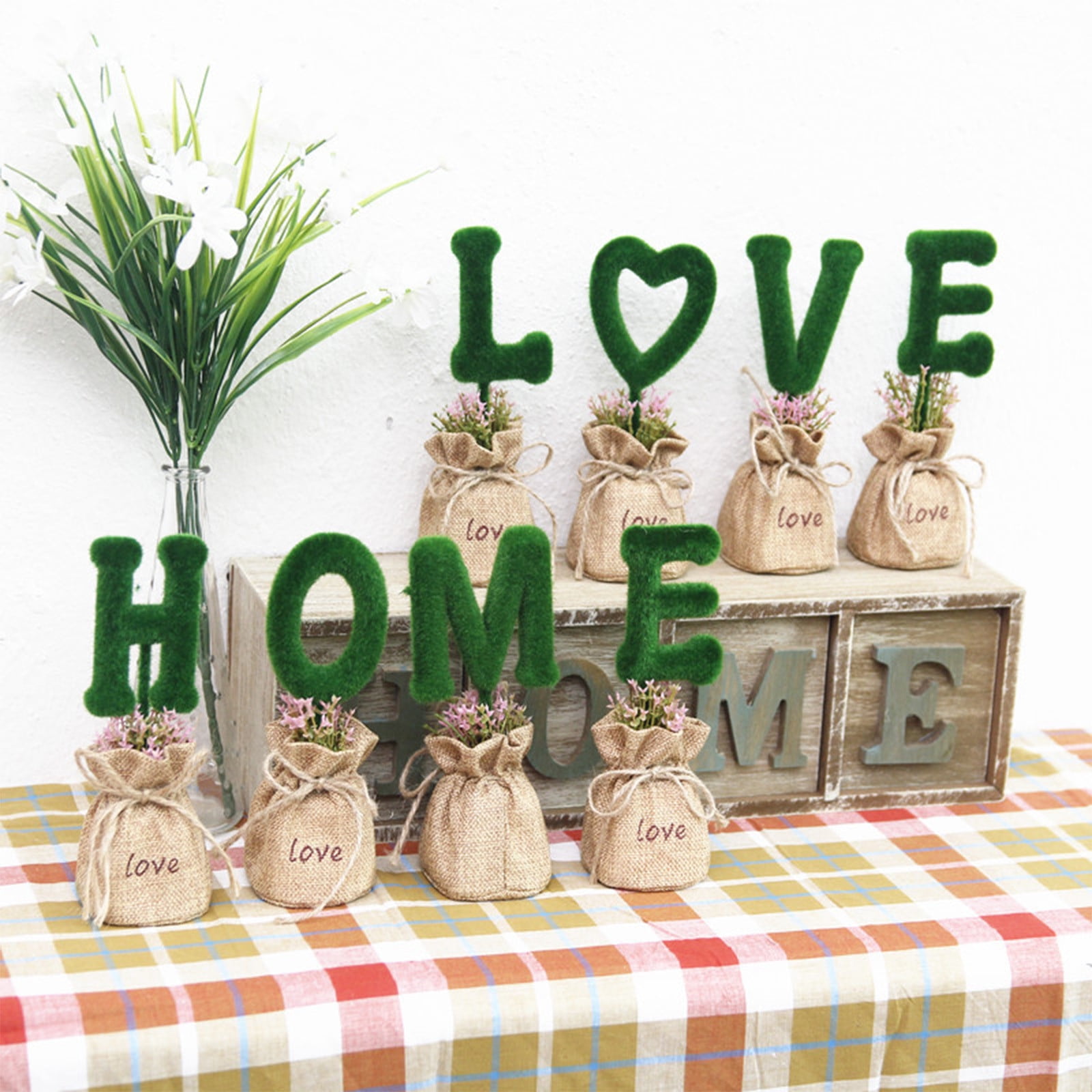 PRETXORVE 4-Piece Set Of Creativing Letter Simulation Bag Plant Pots ...