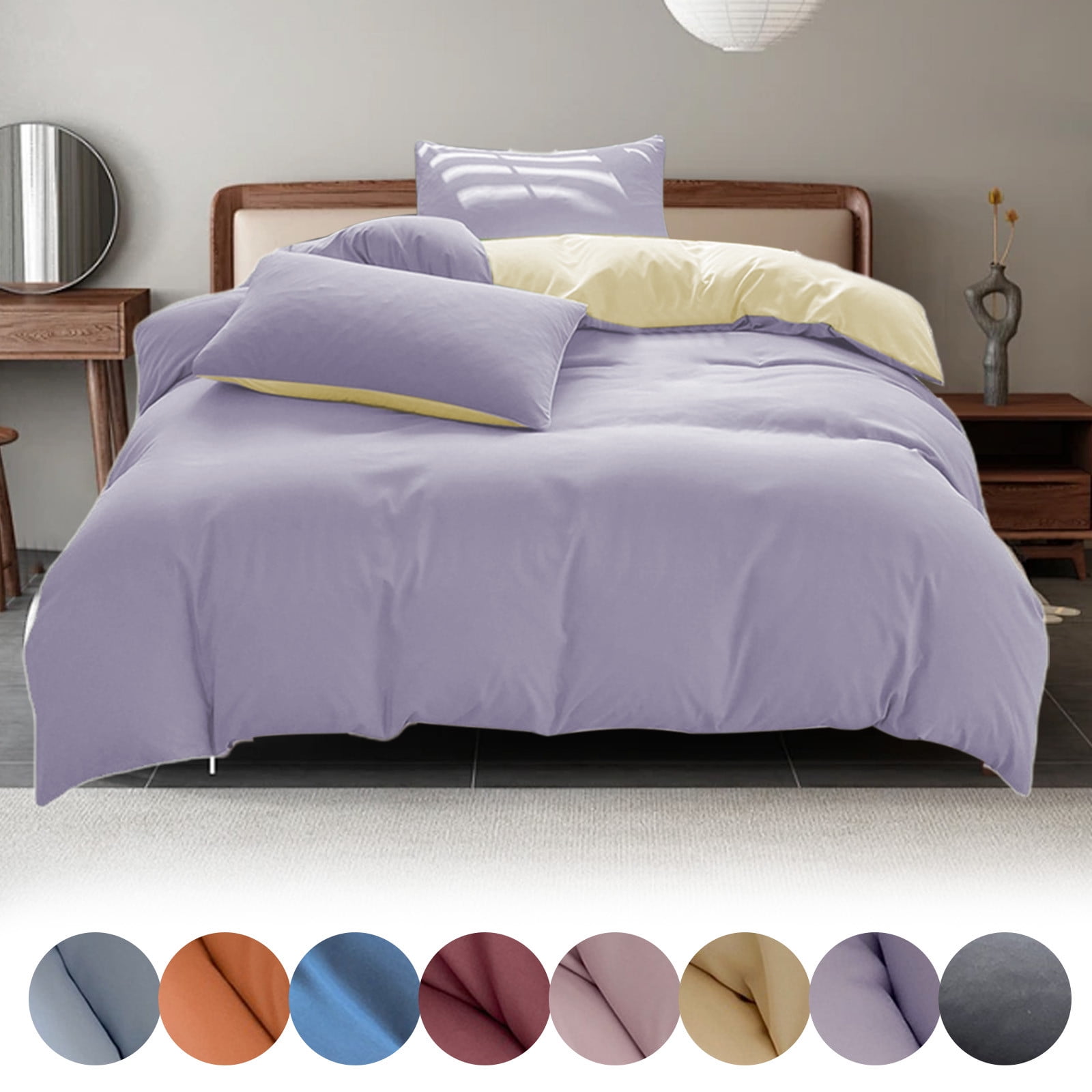 PRETXORVE All-Season Bedding Set - 4-Piece Washable Cotton Solid Color ...