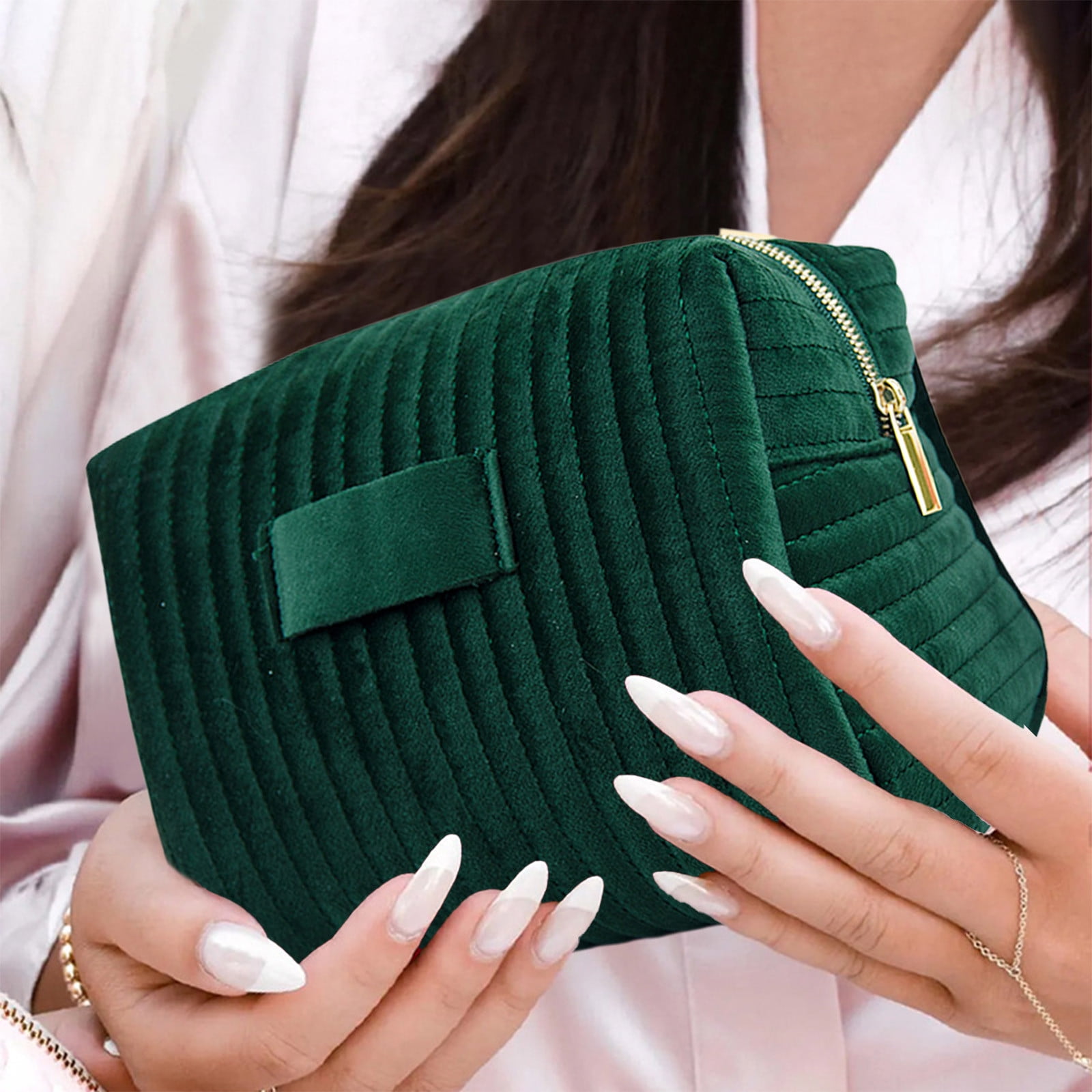 PRETXORVE Border Hot Selling Embroidered Striped Velvet Cosmetic Bag ...