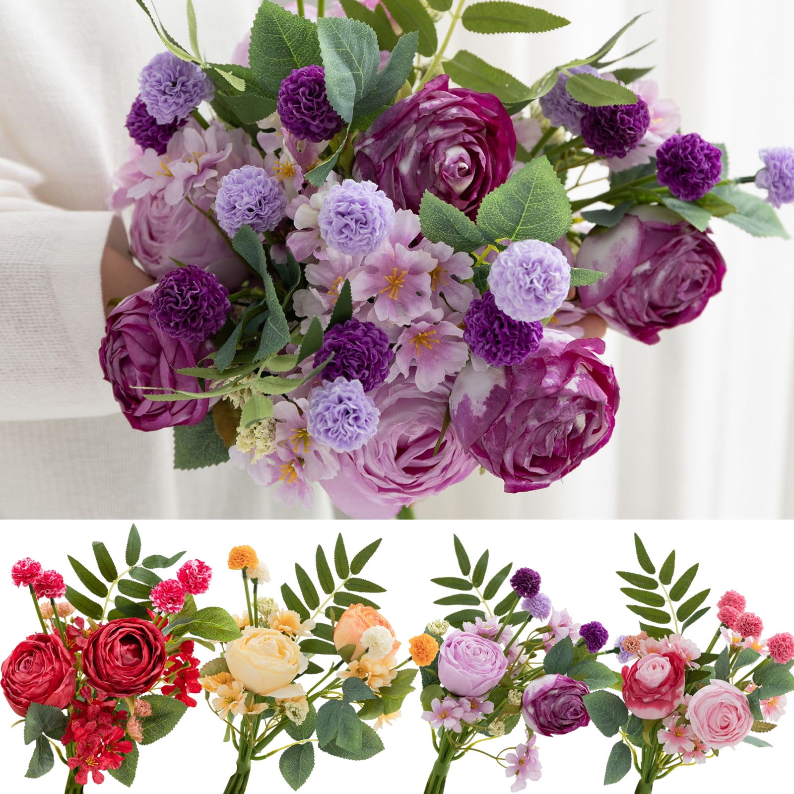 PRETXORVE Bundles Artificial Flowers for Outdoors Faux Silk Plants Artificial for Indoor Garden ...