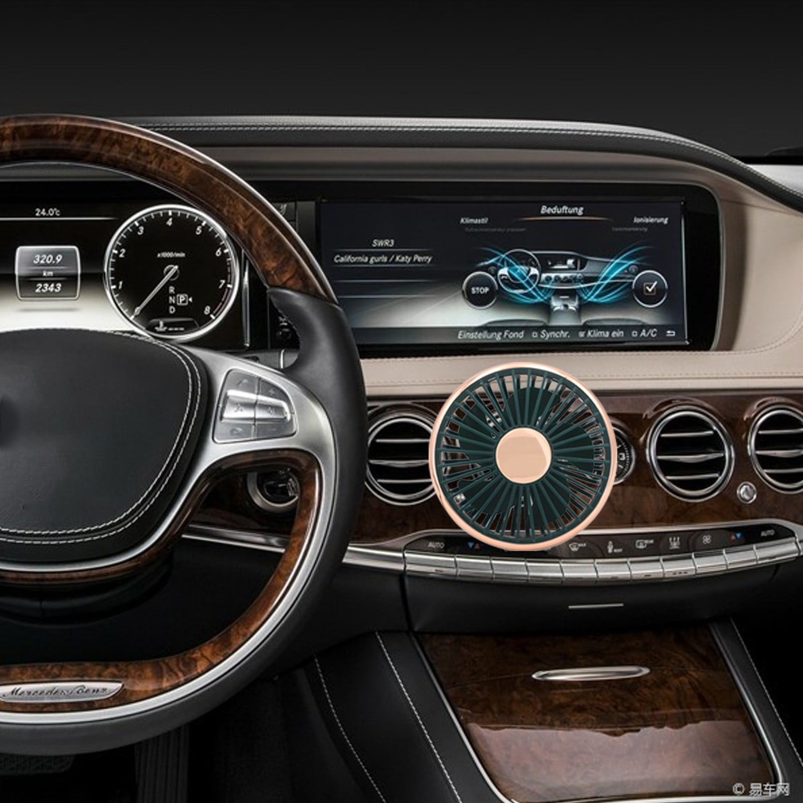 PRETXORVE Car Fan Car Fan USB Fan with Night, 360° Rotation Clip Fan ...