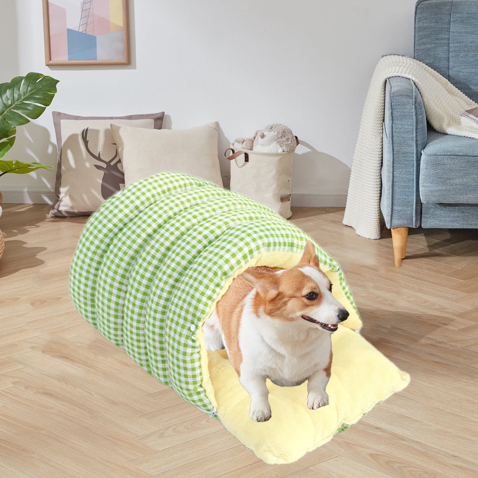 PRETXORVE Cats Sleeping Bed Cute Removable Enclosed Nests Soft Plaid ...