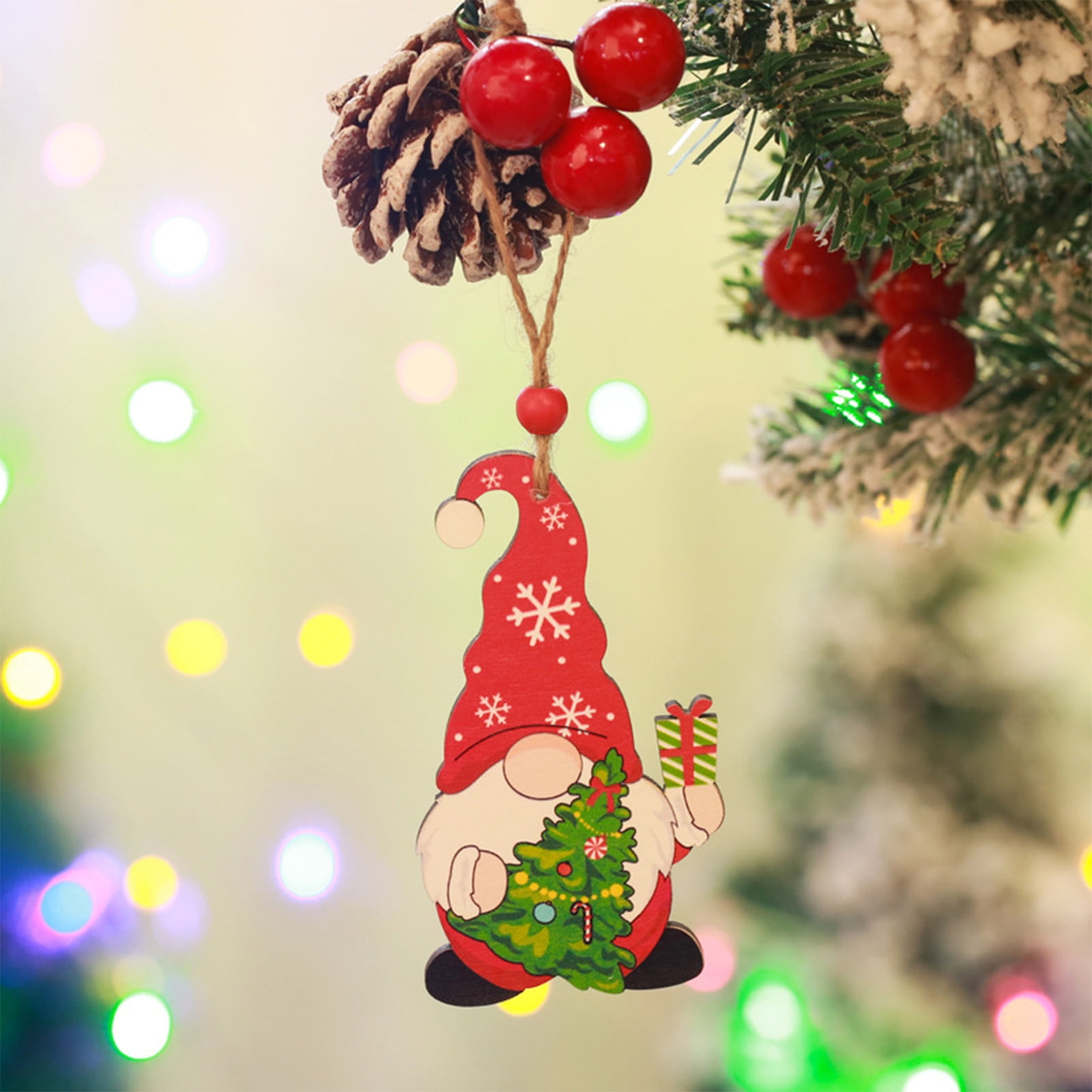 PRETXORVE Christmas Decorations, Christmas Dwarf Hanging Wooden ...