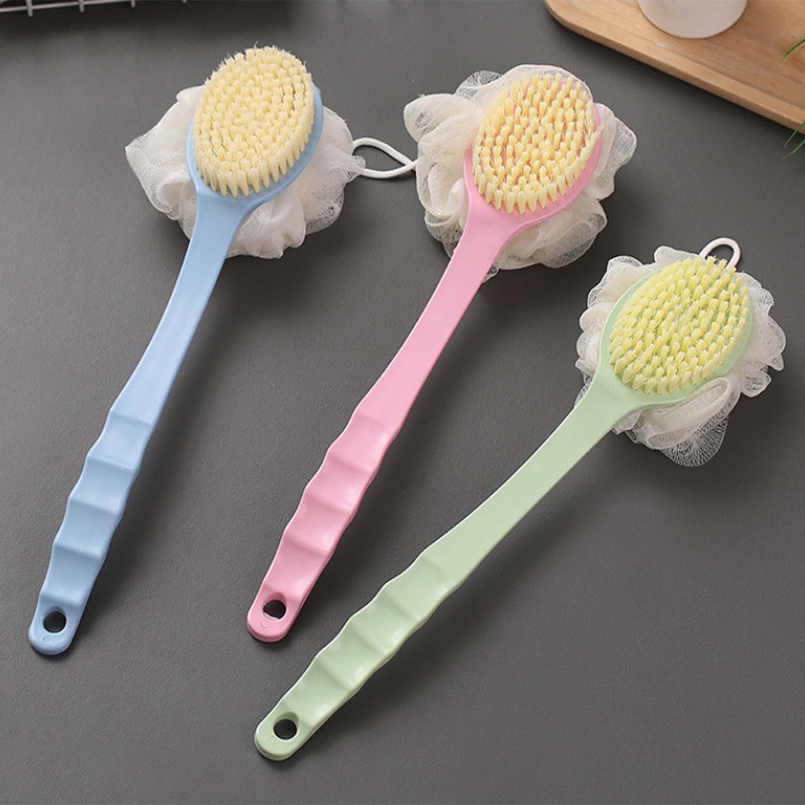 PRETXORVE Double Sided Bath Brush with Long Handle Soft Bristle Bath ...