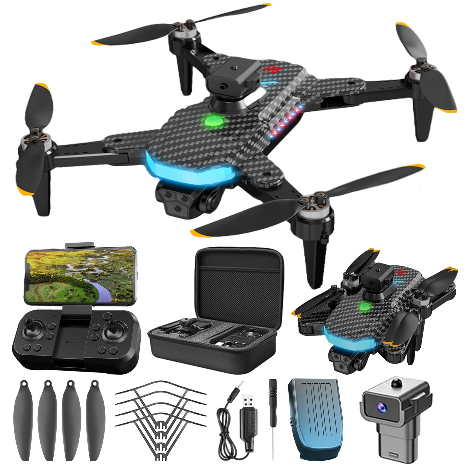PRETXORVE Drone with Camera, Brushless Motor Drones with 1080P Cameras ...